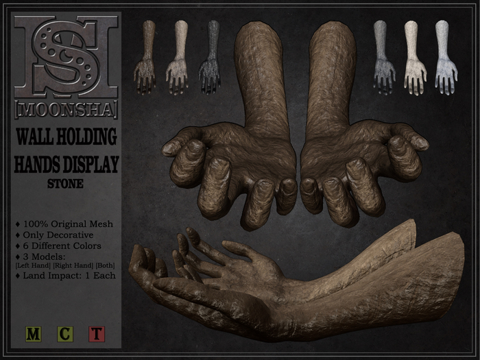 Second Life Marketplace - [MoonSha] Wall Holding Hands Display - Stone